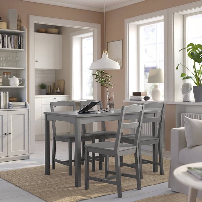 HAUGA / HAUGA table and 4 chairs, grey/grey, 118x74 cm (461/2x291/8 ...