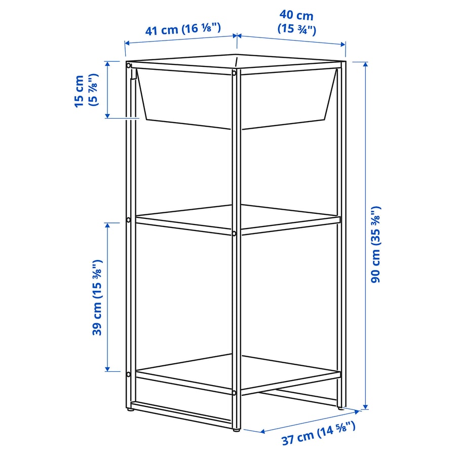 JOSTEIN shelving unit with container, in/outdoor/metal white, 41x40x90 ...