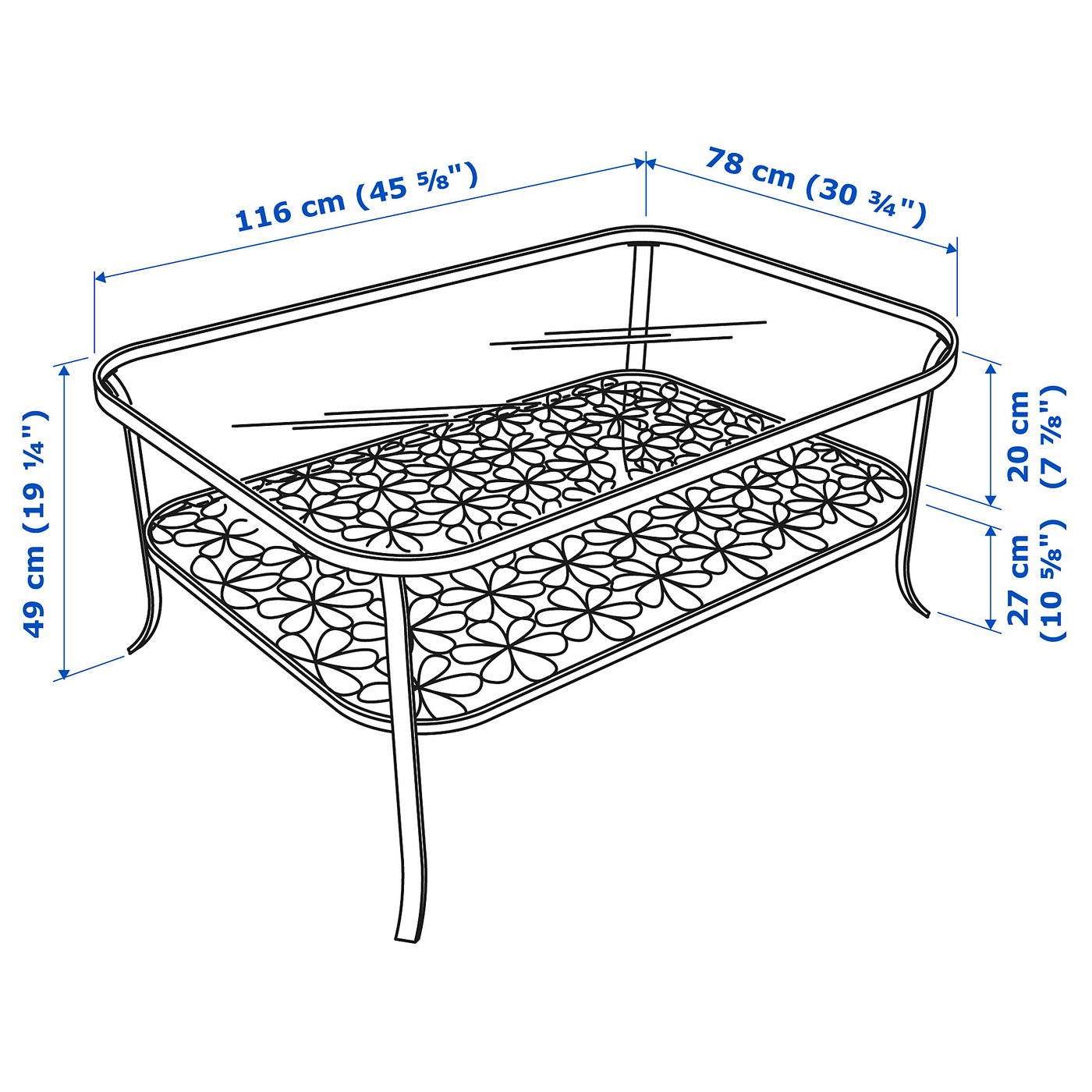 KLINGSBO Coffee table, black, clear glass, 116x78 cm - IKEA