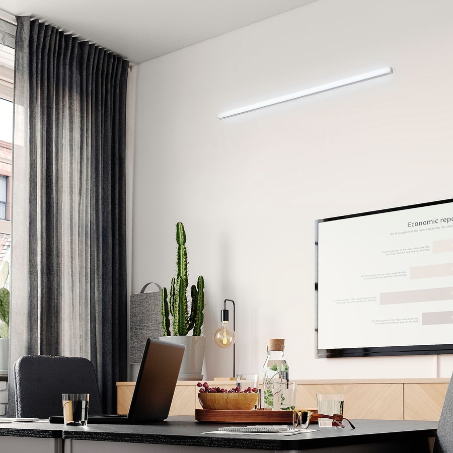 KNOPPSLINGA LED batten light, opal white/silver-colour, 3600 lm6500 K ...