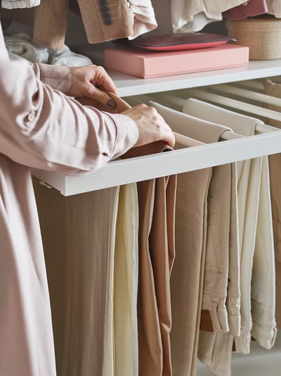 KOMPLEMENT pull-out trouser hanger, white, 100x58 cm (393/8x227/8") - IKEA