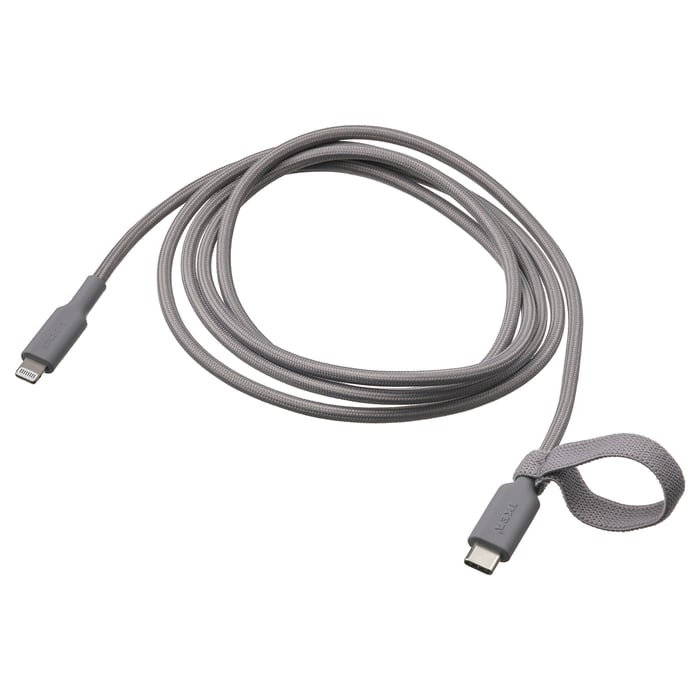 LILLHULT USB-C to lightning, grey, 1.5 m (4'11") - IKEA