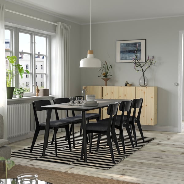 LISABO table, black/ash veneer, 200x78 cm (783/4x303/4") - IKEA