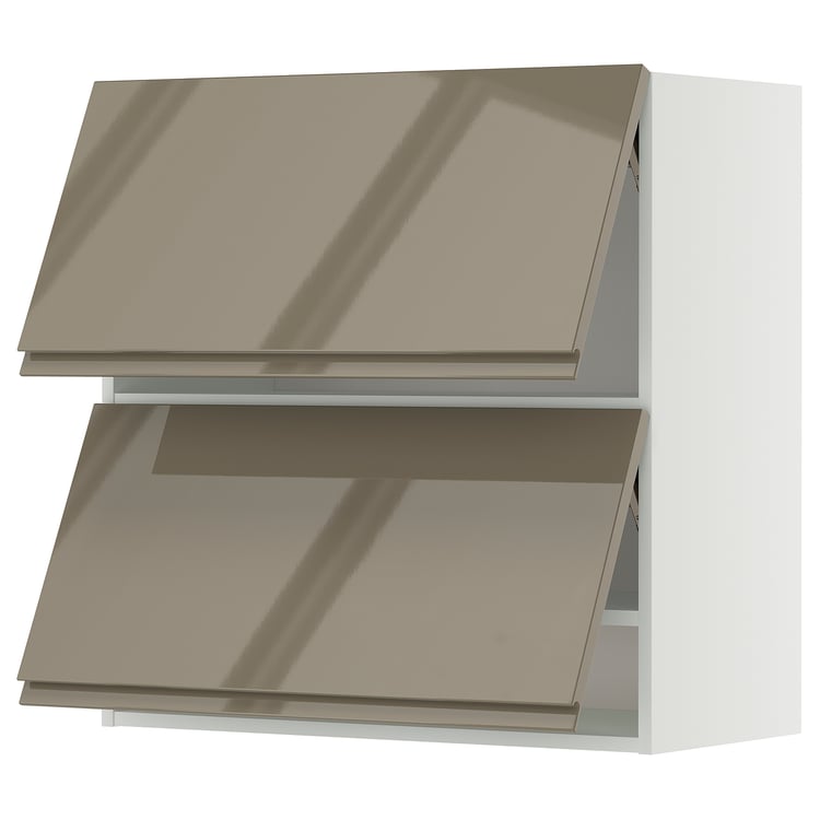 METOD wall cab horizo 2 doors w push-open, white/Voxtorp high-gloss ...