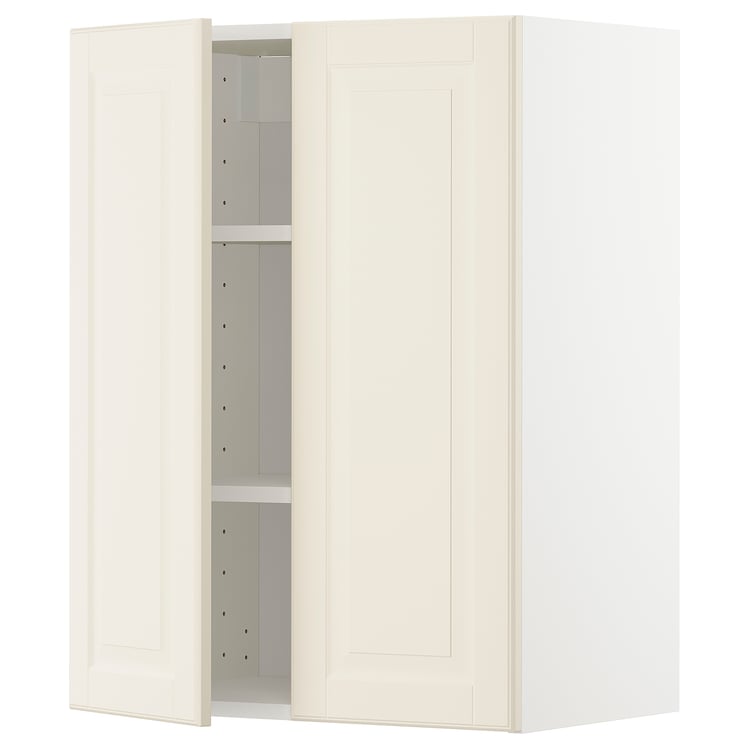 METOD wall cabinet with shelves/2 doors, white/Bodbyn off-white ...