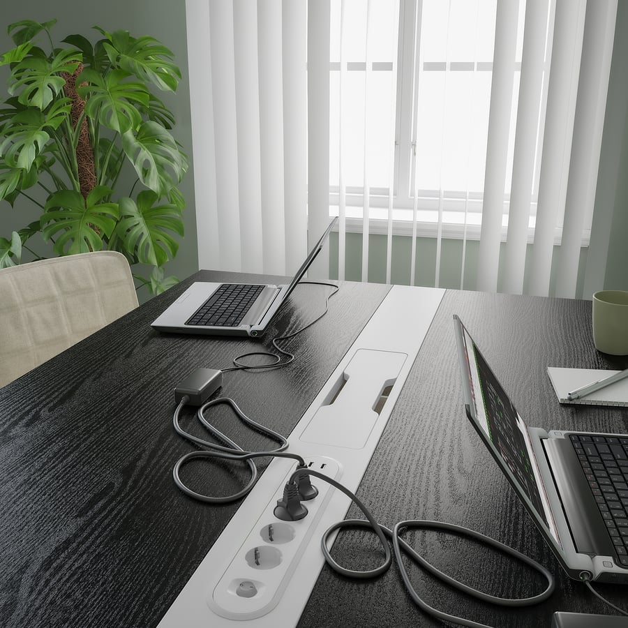 MITTZON conference table, black stained ash veneer/white, 120x108x75 cm ...