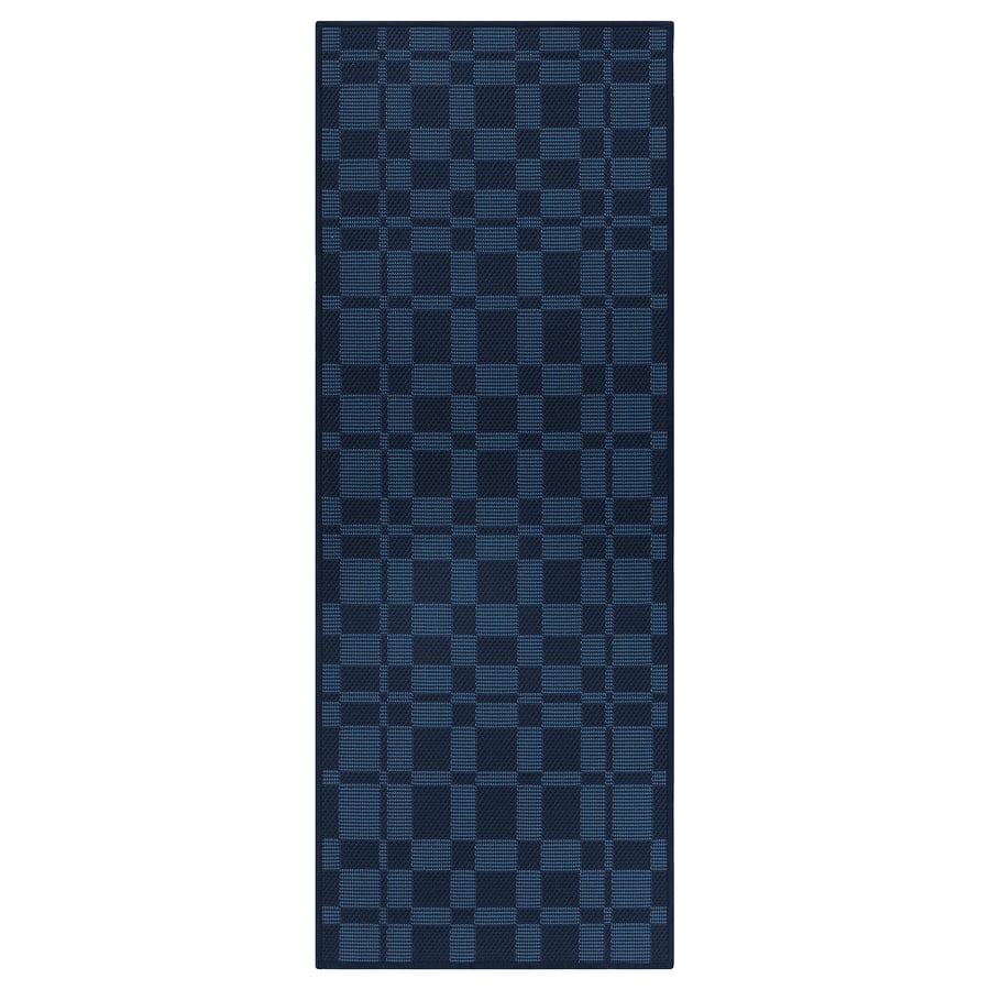 NATTÅG kitchen mat, dark blue/check, 45x120 cm (1'6"x3'11") - IKEA