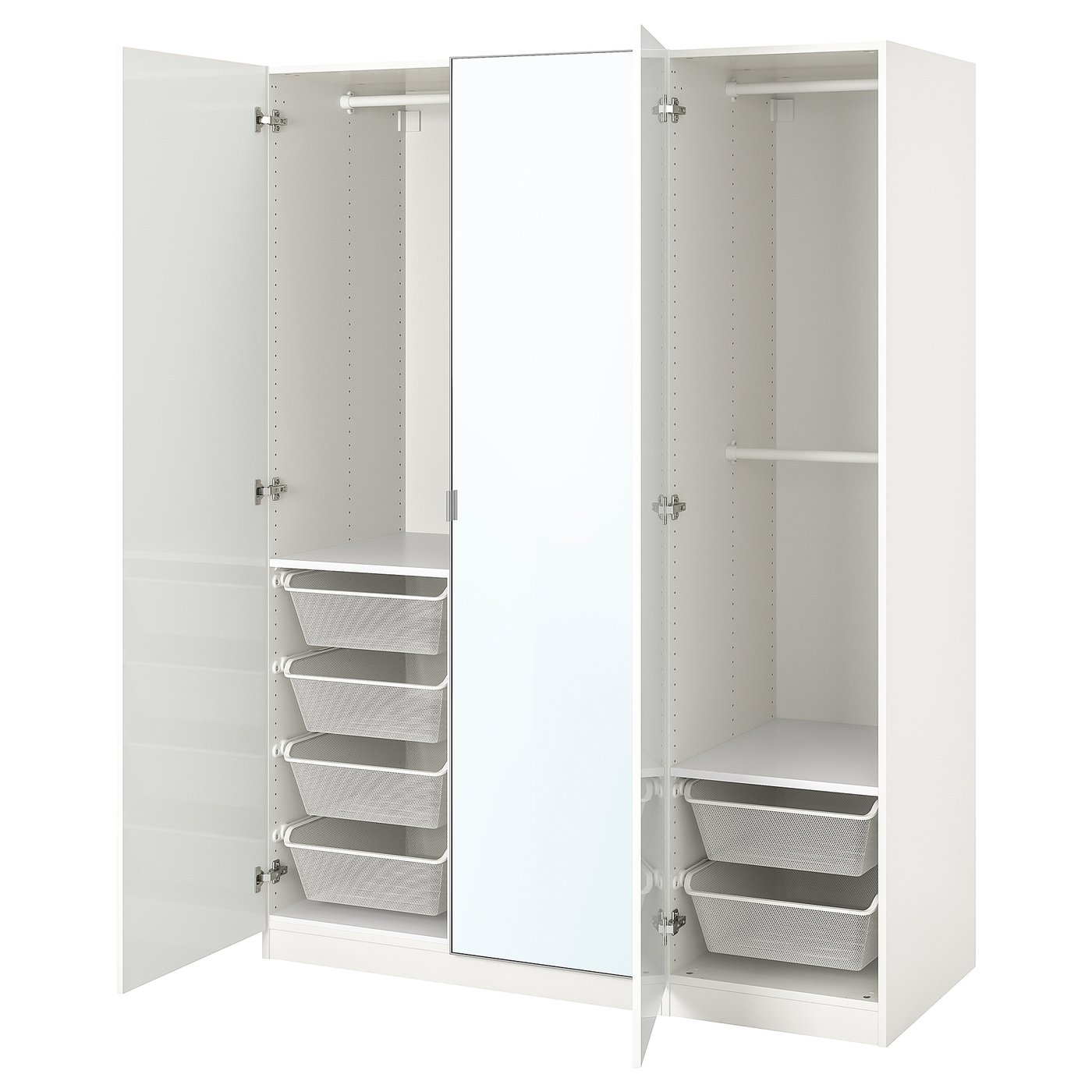 PAX / FARDAL/ÅHEIM wardrobe combination, white/high-gloss/white mirror ...