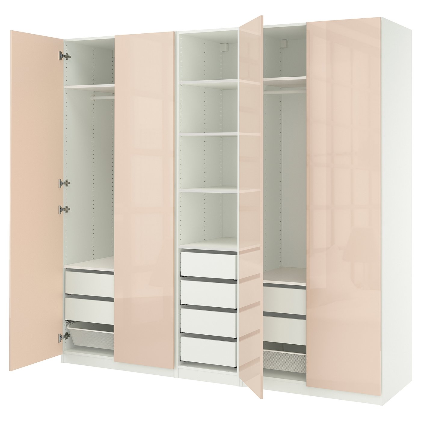 PAX / FARDAL wardrobe combination, white/high-gloss light orange ...