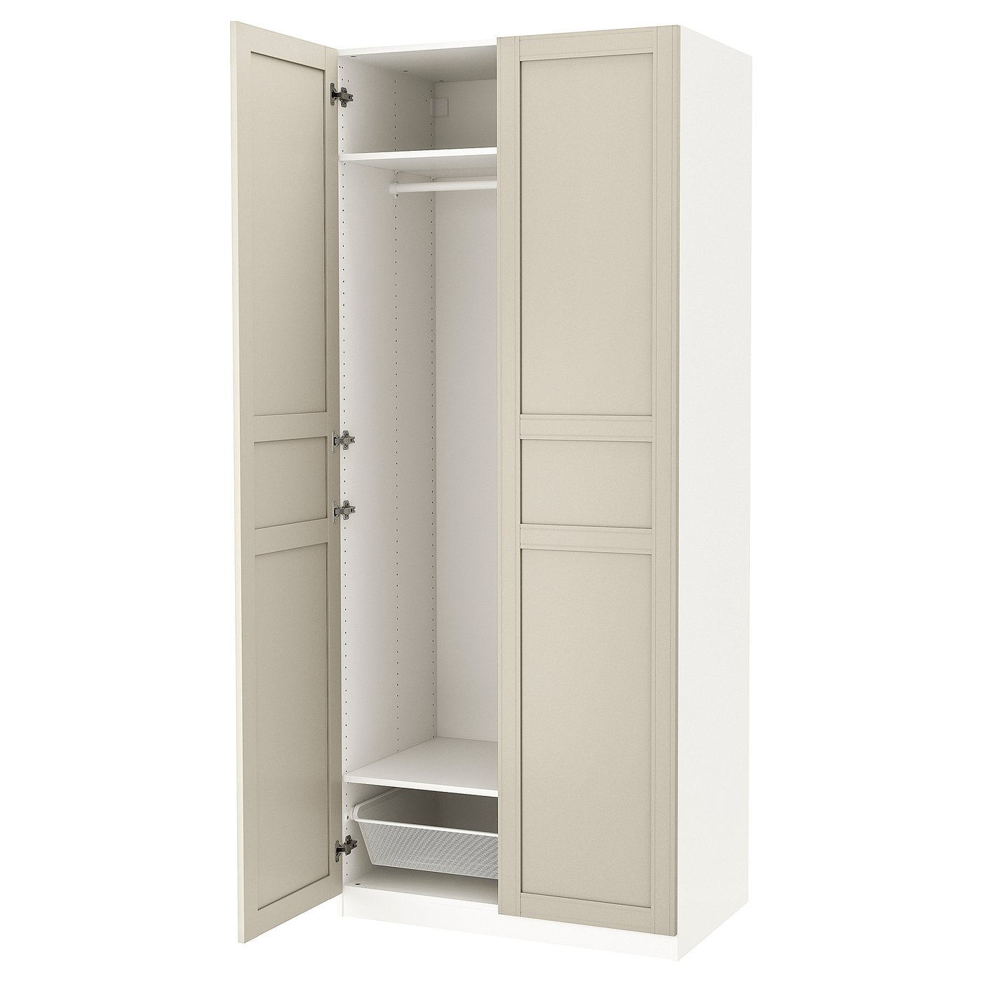 PAX / FLISBERGET wardrobe, white/light beige, 100x60x236 cm (393/8x235 ...