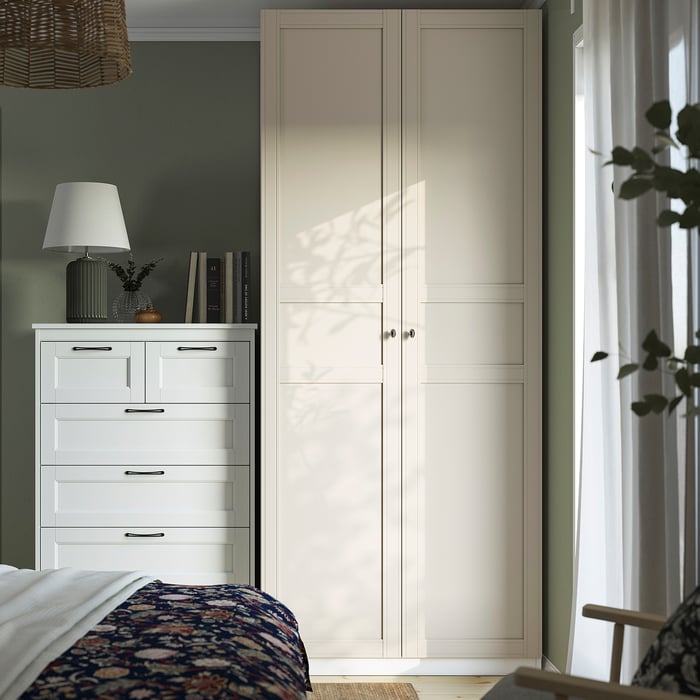 PAX / FLISBERGET wardrobe, white/light beige, 100x60x236 cm (393/8x235 ...