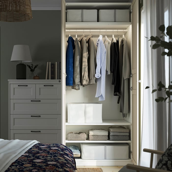 PAX / FLISBERGET wardrobe, white/light beige, 100x60x236 cm (393/8x235 ...