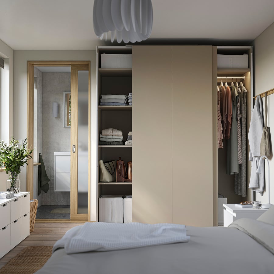 PAX / HASVIK wardrobe, grey-beige/grey-beige, 200x66x236 cm (783 ...