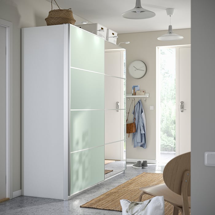 PAX / MEHAMN/AULI wardrobe with sliding doors, white double sided/light ...