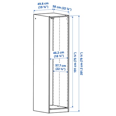 PAX Wardrobe frame, white, 50x58x201 cm - IKEA