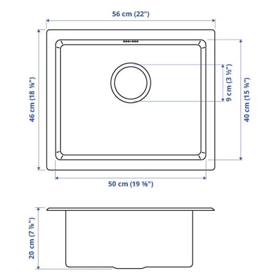 RAFTAN sink, 56x46 cm (22x181/8") - IKEA
