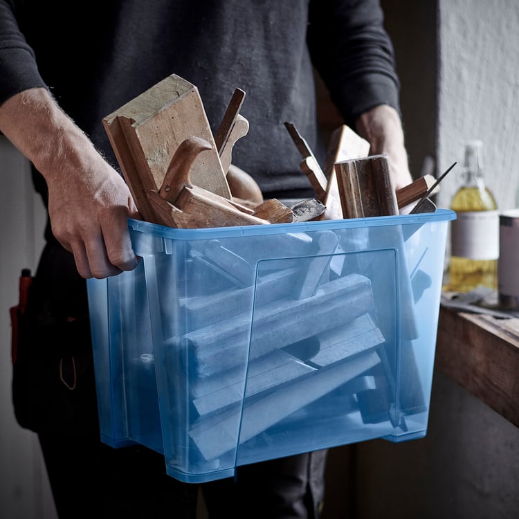 SAMLA box, blue, 39x28x28 cm/22 l (15 ¼x11x11"/6 gallon) - IKEA