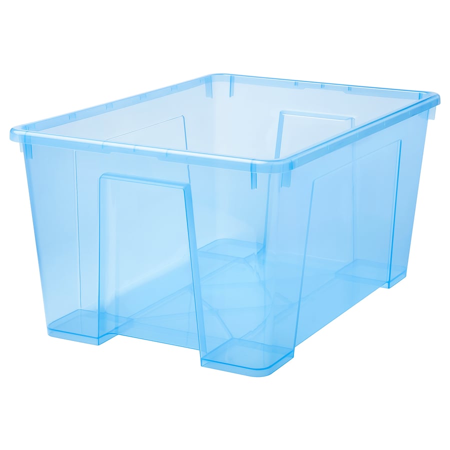 SAMLA box, blue, 56x39x28 cm/45 l (22x15 ¼x11"/12 gallon) - IKEA
