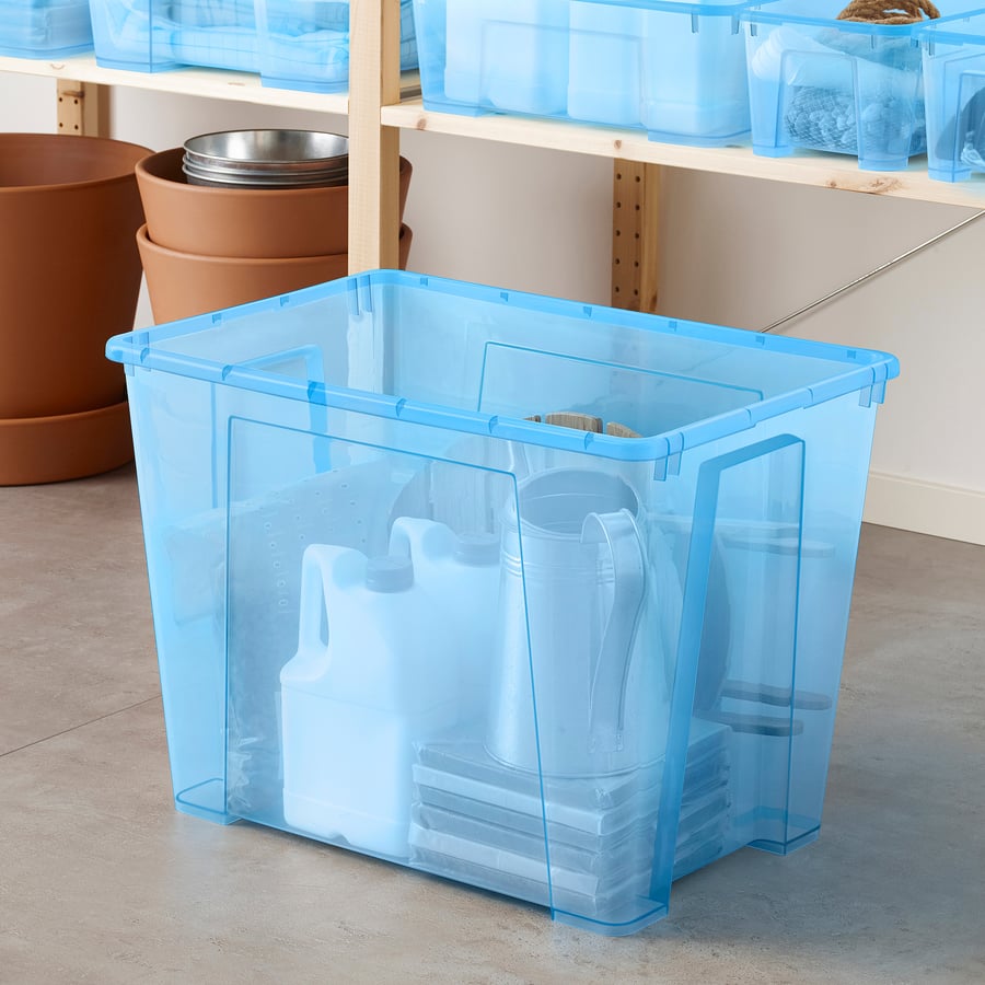 SAMLA box, blue, 56x39x42 cm/65 l (22x15 ¼x16 ½"/17 gallon) - IKEA