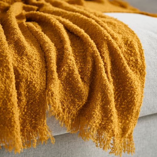 SANDBRODD throw, dark yellow, 130x170 cm (51x67") - IKEA