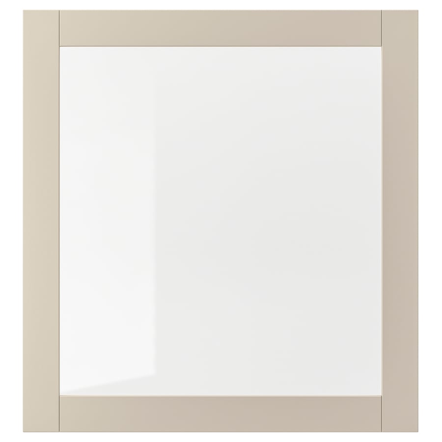 SINDVIK glass door, light grey-beige/clear glass, 60x64 cm (231/2x251/8 ...