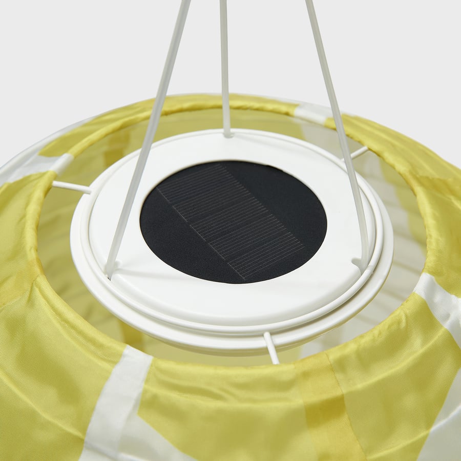 SOLVINDEN LED solar-powered pendant lamp, outdoor globe/yellow grey, 30 ...