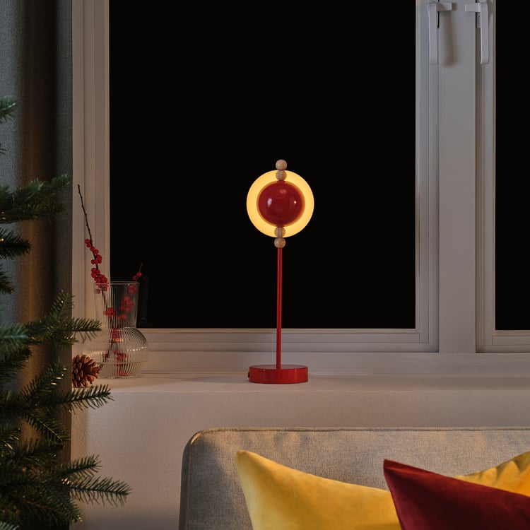 STRÅLA LED decorative table lamp, metal battery-operated/red - IKEA