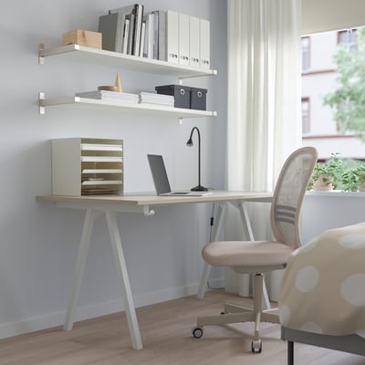 TROTTEN desk, beige/white, 140x80 cm (551/8x311/2") - IKEA