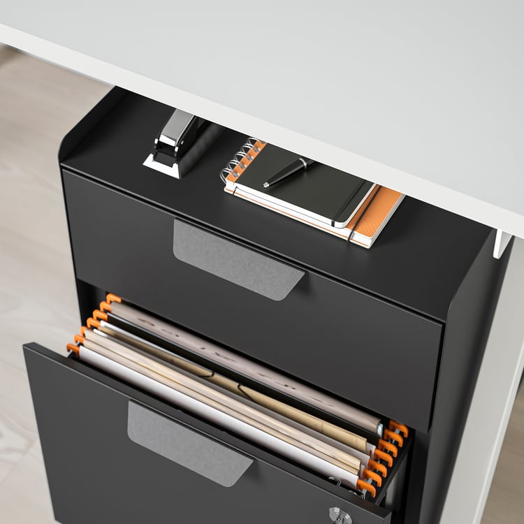 TROTTEN drawer unit w 2 drawers on castors, anthracite - IKEA