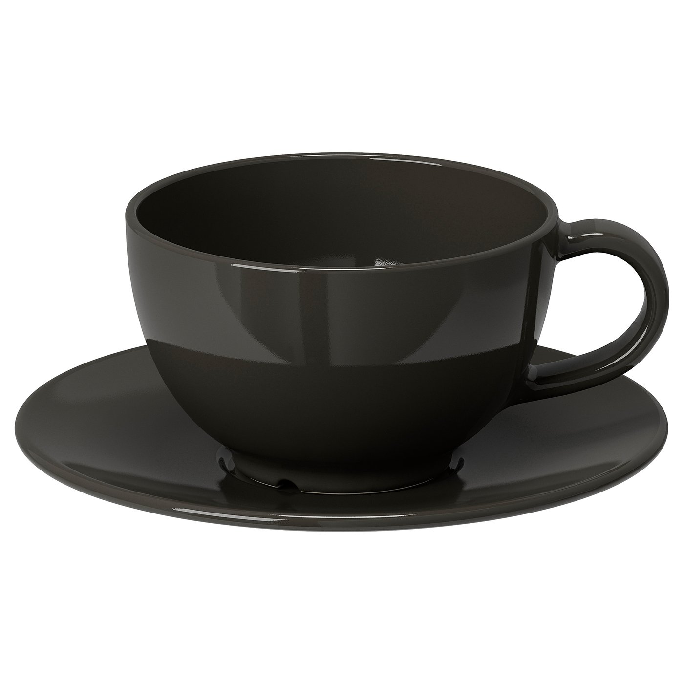 VARDAGEN teacup with saucer, dark grey, 26 cl (9 oz) - IKEA