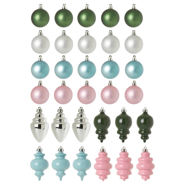 VINTERFINT tree ornament set of 32, bauble mixed shapes/mixed colours ...