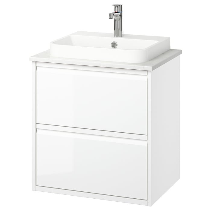 ÄNGSJÖN / BACKSJÖN mobile lavabo/cassetti/lavabo/misc, lucido bianco ...