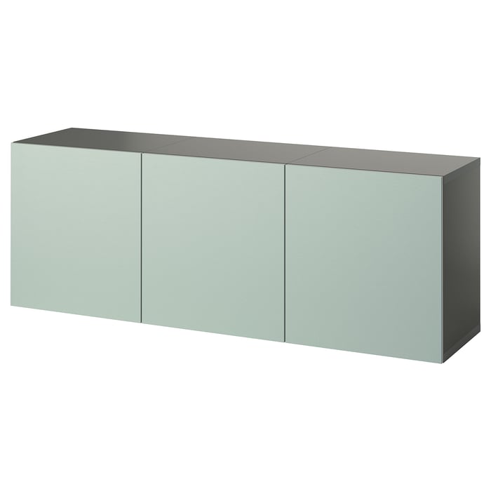 BESTÅ combinazione di mobili da parete, grigio scuro/Hjortviken grigio pallido-verde, 180x42x64 ...