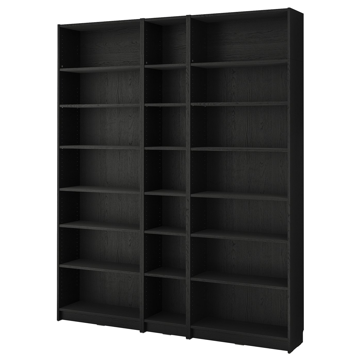 BILLY combinazione librerie/elem supplem, nero effetto rovere ...