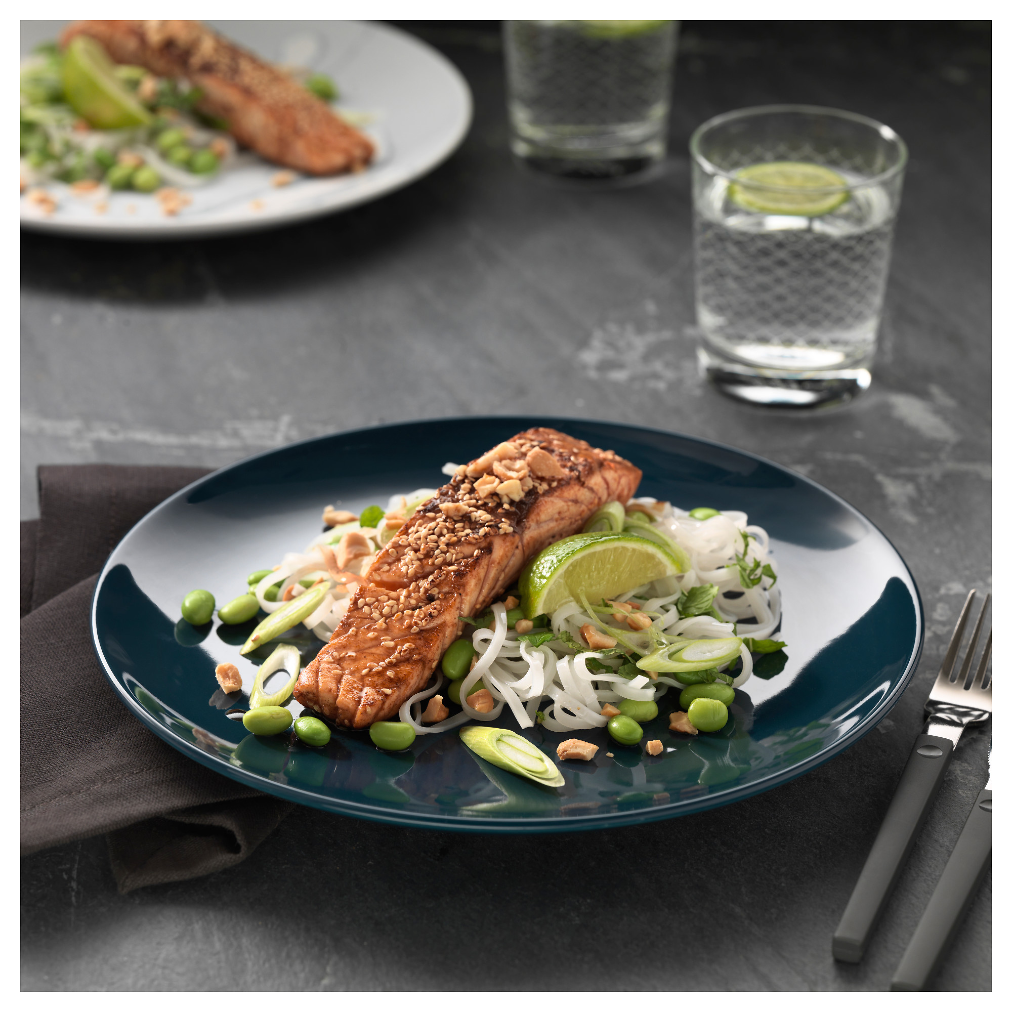 FÄRGRIK Piatto, terraglia/turchese scuro, 27 cm - IKEA IT