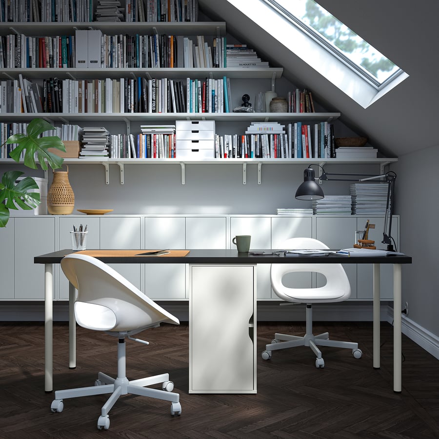 LAGKAPTEN / ALEX scrivania, marrone-nero/bianco, 200x60 cm - IKEA Italia
