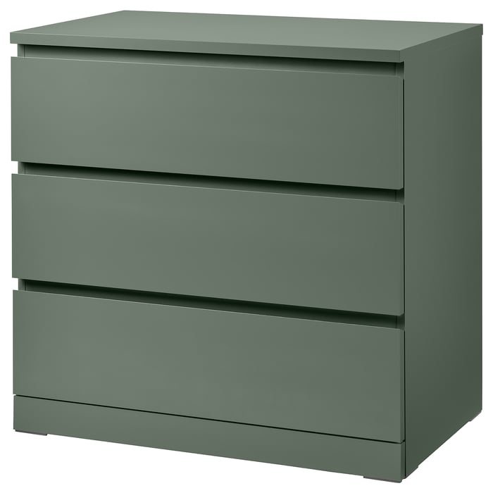 MALM cassettiera con 3 cassetti, grigio-verde, 80x78 cm - IKEA Italia