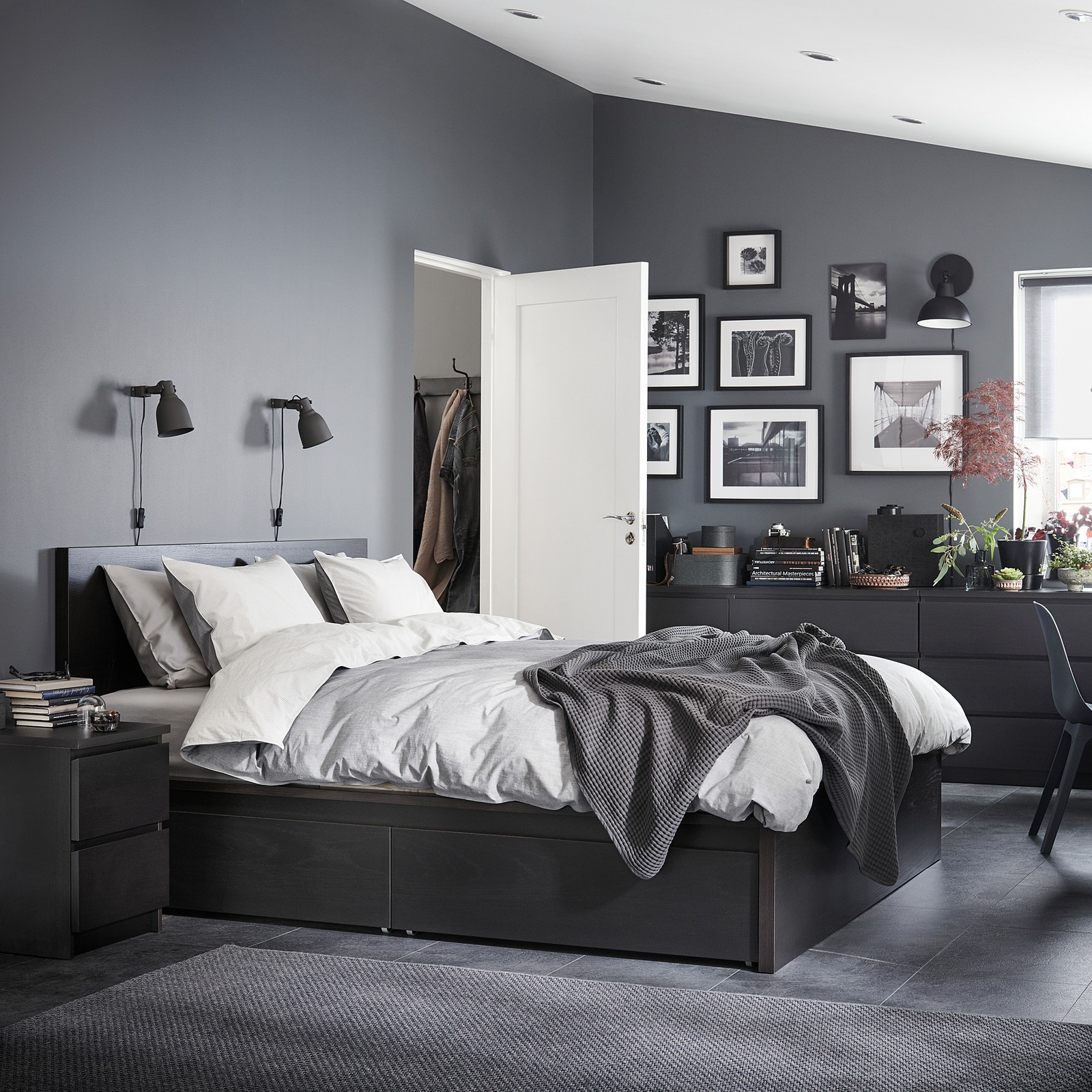 MALM Struttura letto alta/4 contenitori - marrone-nero/Lönset - IKEA IT