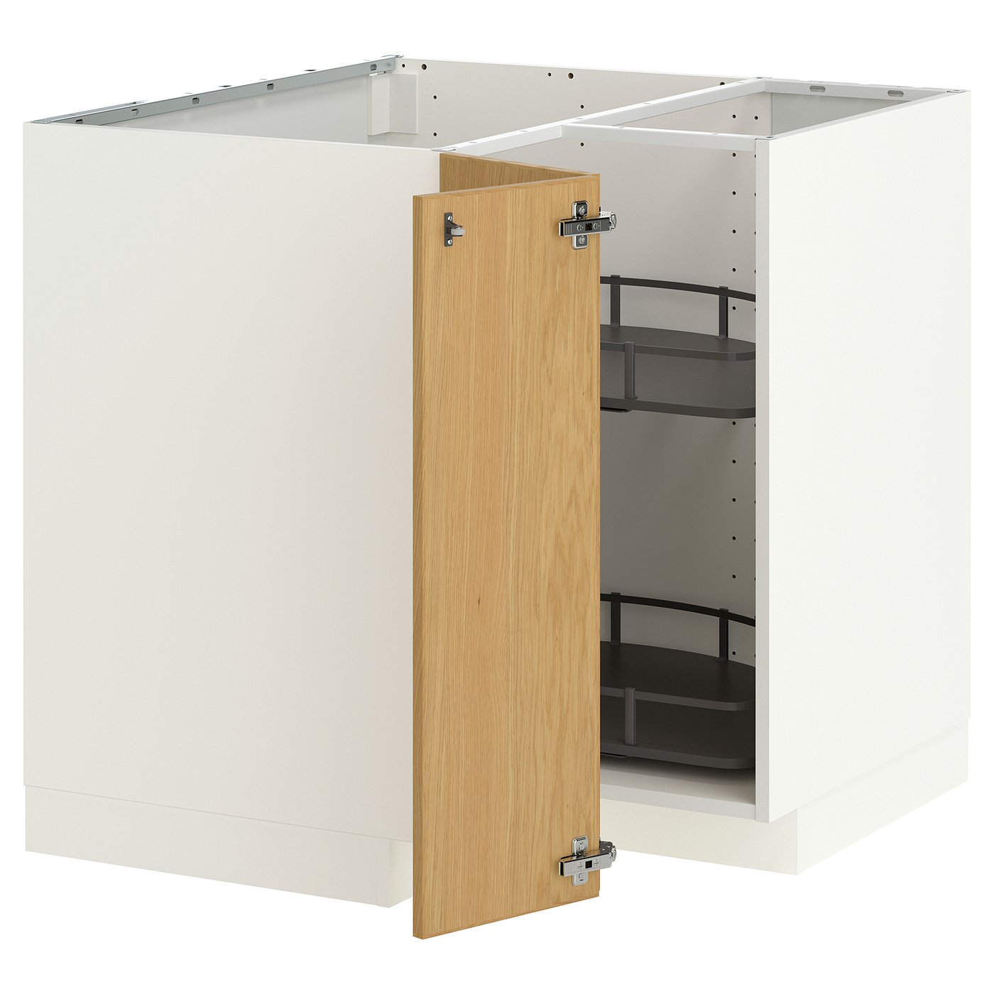 METOD mobile angolare/cestello girevole, bianco/Sinarp impiallacciatura di rovere, 88x88 cm ...