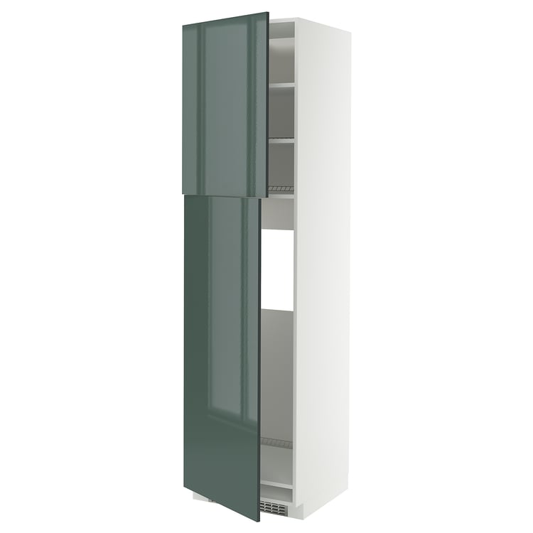 METOD mobile frigo/2 ante, bianco/Kallarp grigio-verde scuro lucido ...