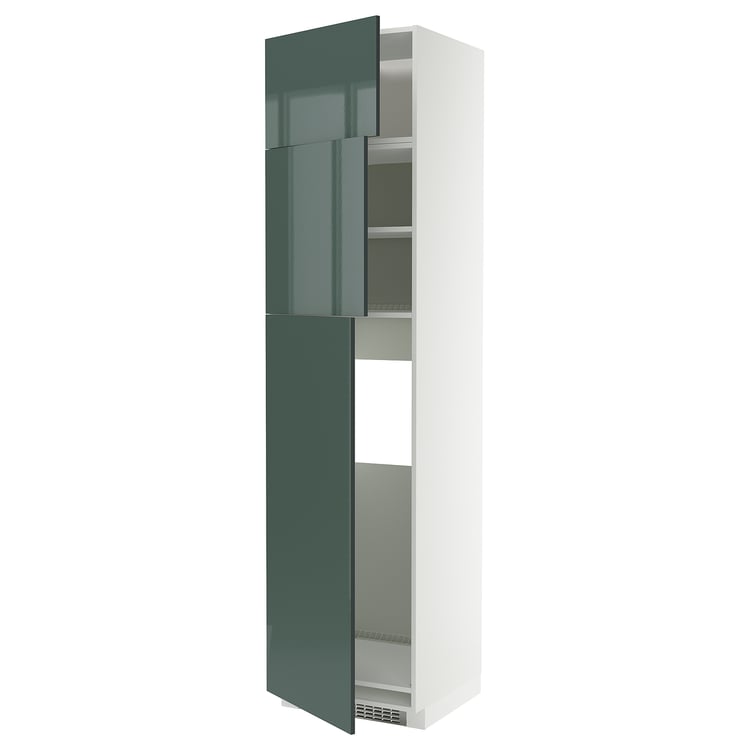 METOD mobile frigo/3 ante, bianco/Kallarp grigio-verde scuro lucido ...