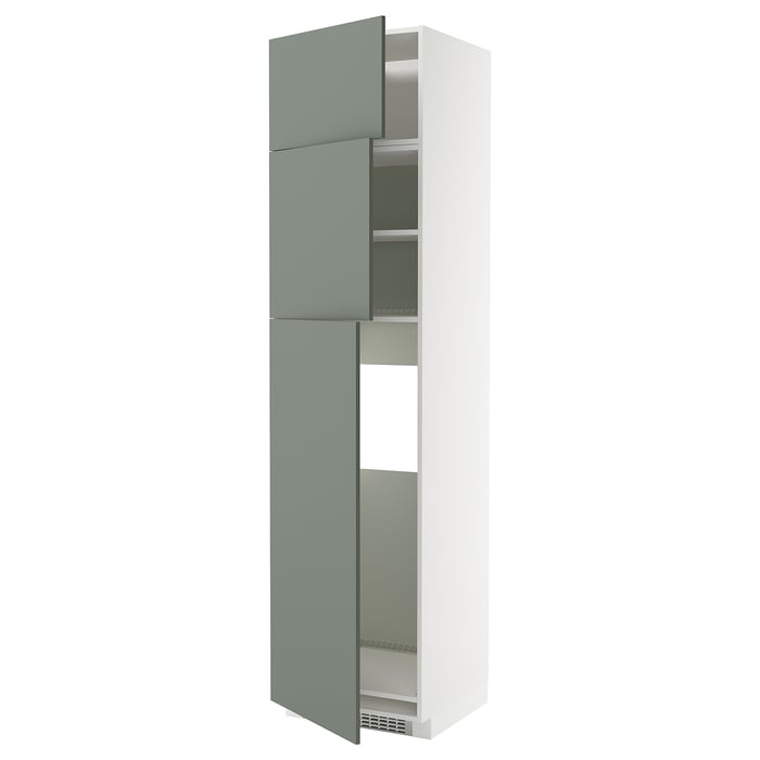 METOD mobile frigo/3 ante, bianco/Nickebo grigio-verde opaco, 60x60x240 ...