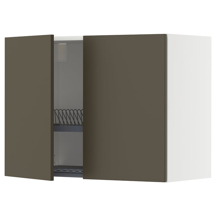 METOD pensile con scolapiatti/2 ante, bianco/Havstorp marrone-beige ...
