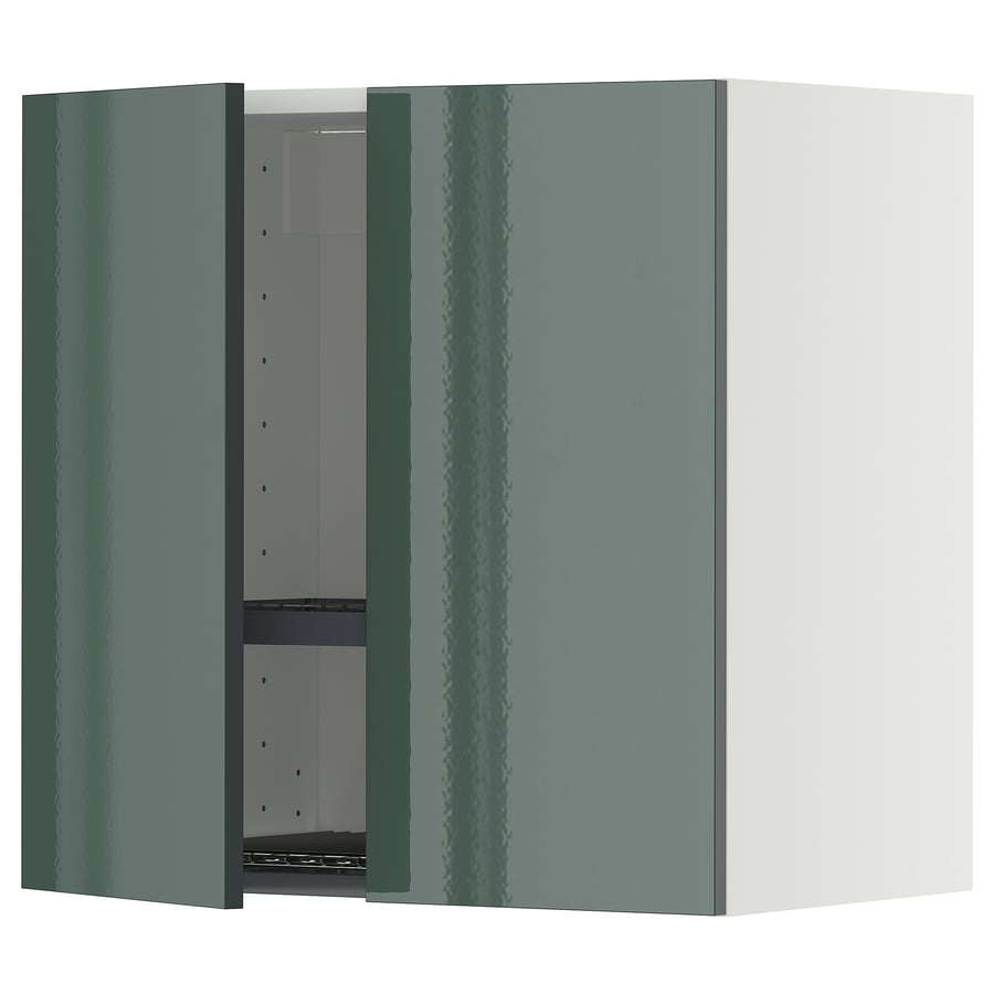 METOD pensile con scolapiatti/2 ante, bianco/Kallarp grigio-verde scuro ...