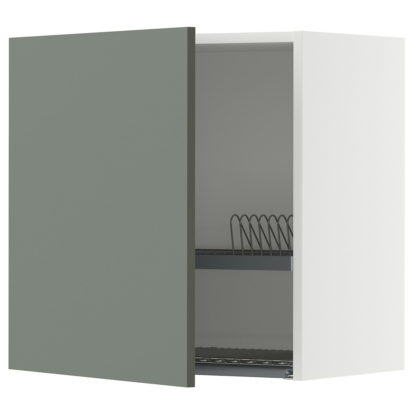 METOD pensile con scolapiatti, bianco/Nickebo grigio-verde opaco, 60x60 ...