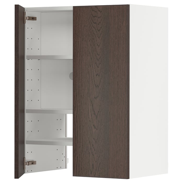 METOD pensile per cappa con ripiano/anta, bianco/Sinarp marrone, 60x80 ...