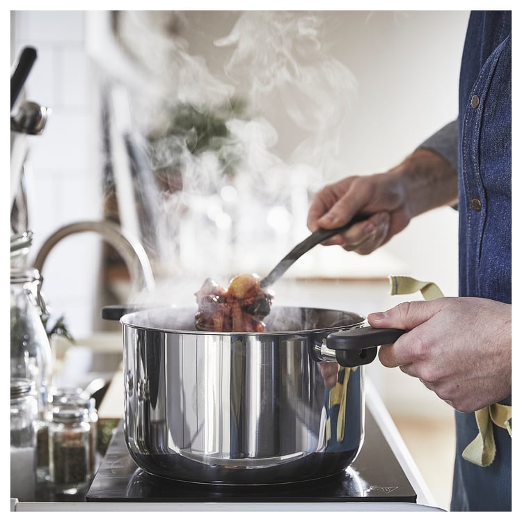 MIDDAGSMAT pentola con coperchio, vetro trasparente/inox, 5 l - IKEA Italia