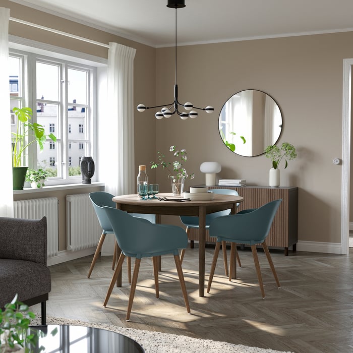 SKANSNÄS / GRÖNSTA tavolo e 4 sedie, con bracciolo marrone/turchese ...