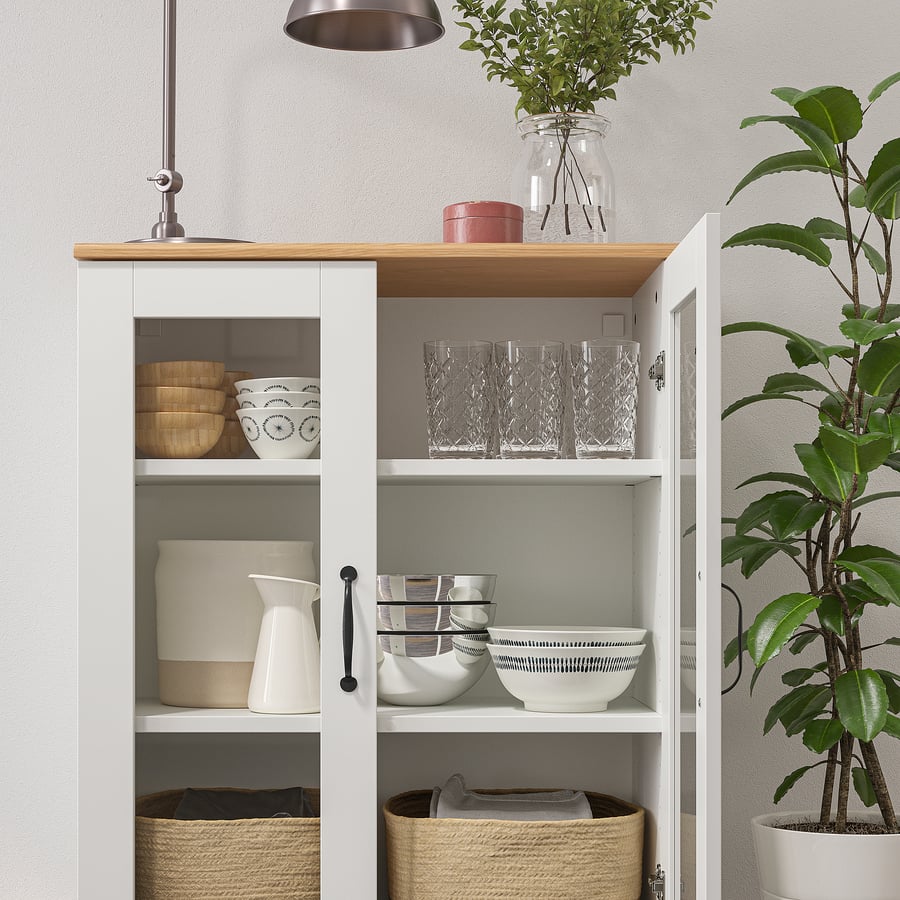 SKRUVBY mobile con ante a vetro, bianco, 70x90 cm - IKEA Italia
