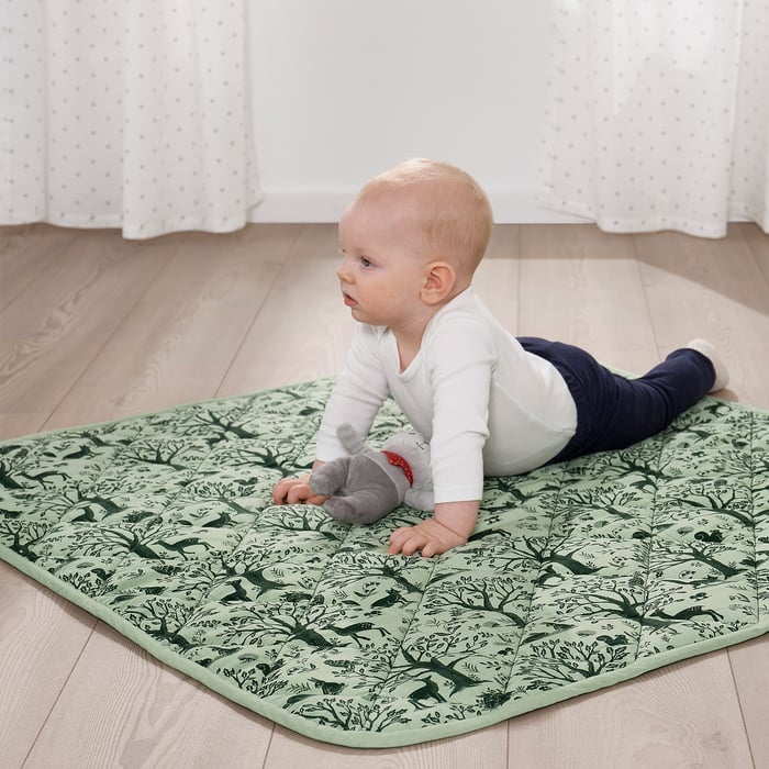 TROLLDOM coperta trapuntata, motivo animale/verde, 96x96 cm - IKEA Italia